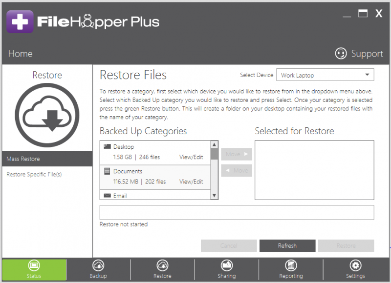 How do I restore files by Category? - SecurityCoverage